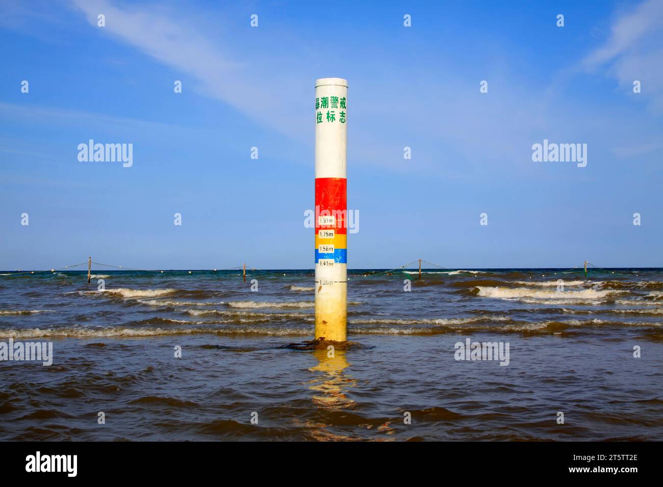 storm surge alert water level mark, closeup of photo Stock Photo - Alamy
