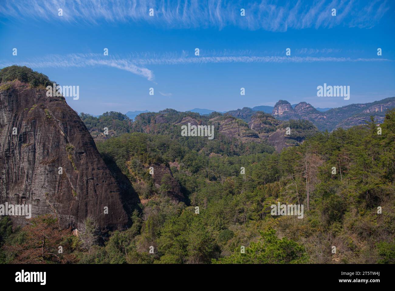A landscape picture of the mountains and hills of Wuyishan in Fujian ...