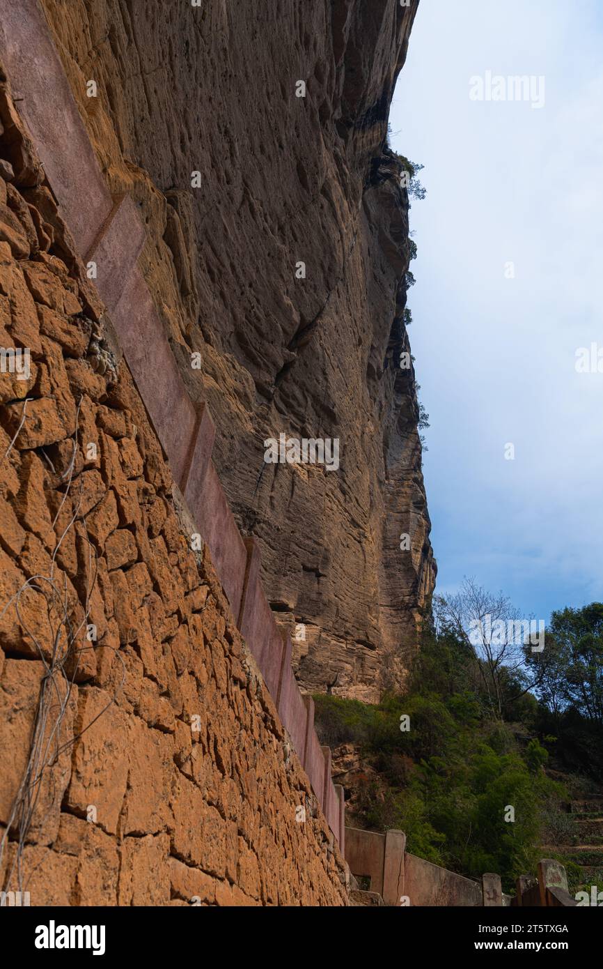 Stone ladder going down on the path to Da Wang shan in Wuyishan area ...