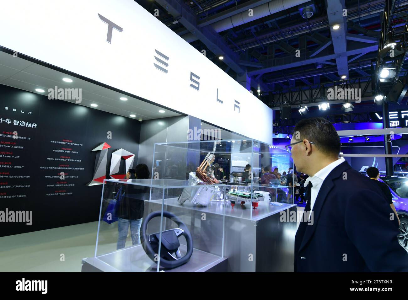 SHANGHAI, CHINA - NOVEMBER 6, 2023 - Visitors visit the Tesla booth at ...