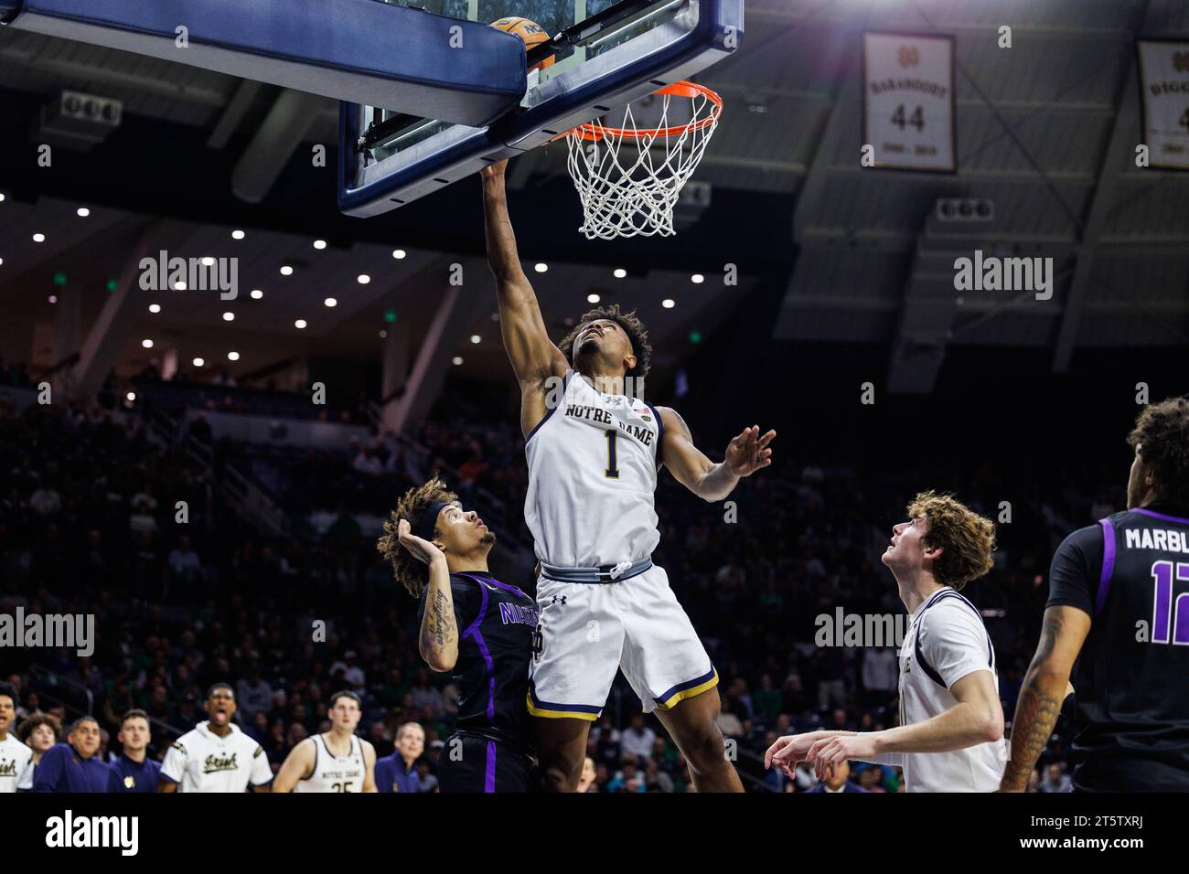 South Bend, Indiana, USA. 06th Nov, 2023. Notre Dame guard Julian Roper ...
