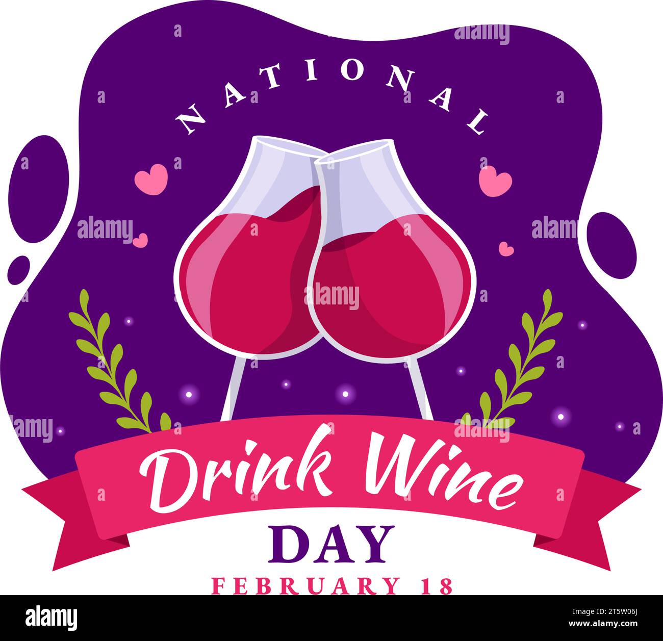 National Drink Wine Day Vector Illustration on February 18 with Glass ...