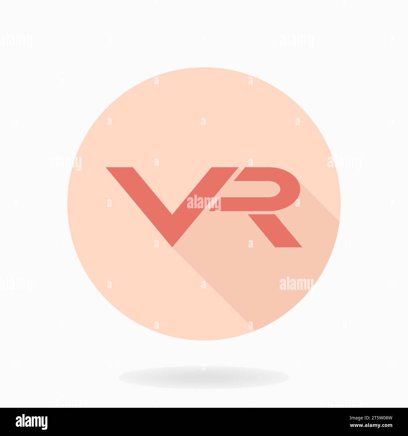 Pine vector icon with VR logo in circle. Flat design with long shadow ...