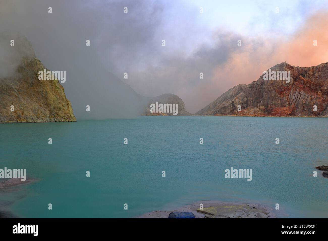 Kawah Ijen volcano (sulfur mine) at Ijen Geopark in the east Java ...