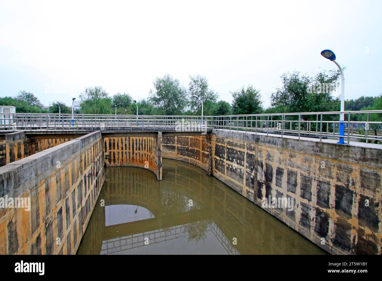 Sewage treatment plant oxidation ditch, closeup of photo Stock Photo ...