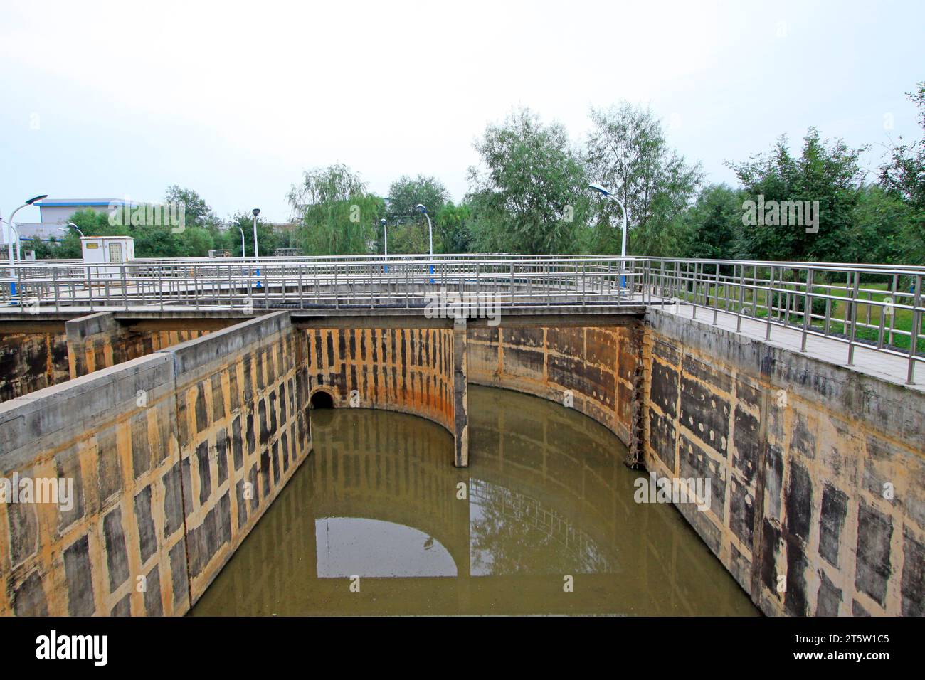Sewage treatment plant oxidation ditch, closeup of photo Stock Photo ...