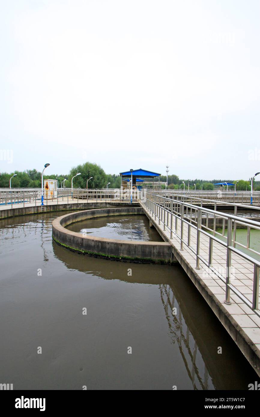 Sewage treatment plant oxidation ditch, closeup of photo Stock Photo ...