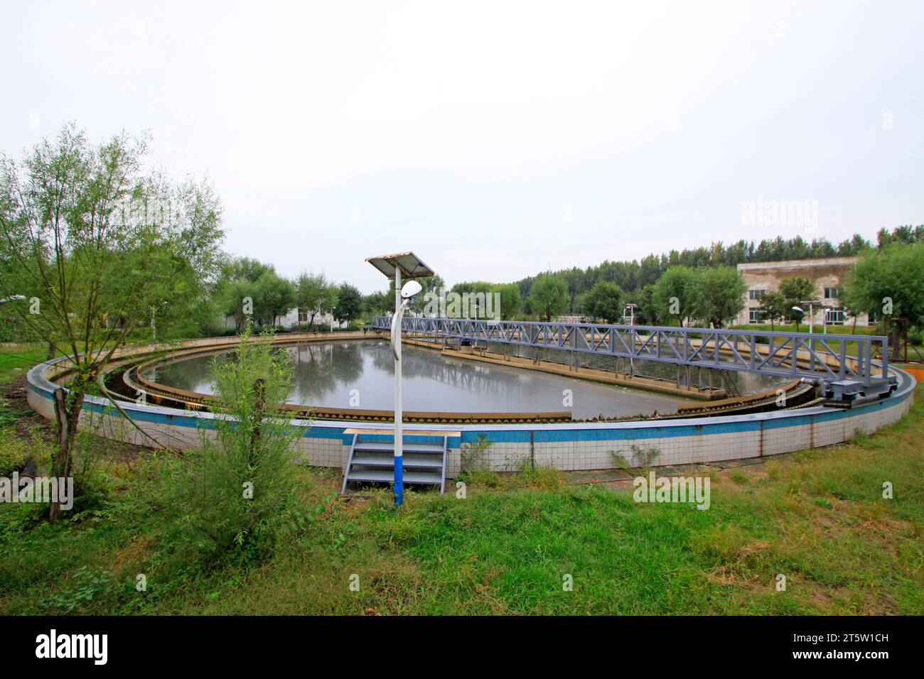 Wastewater treatment plant settling pond, closeup of photo Stock Photo ...
