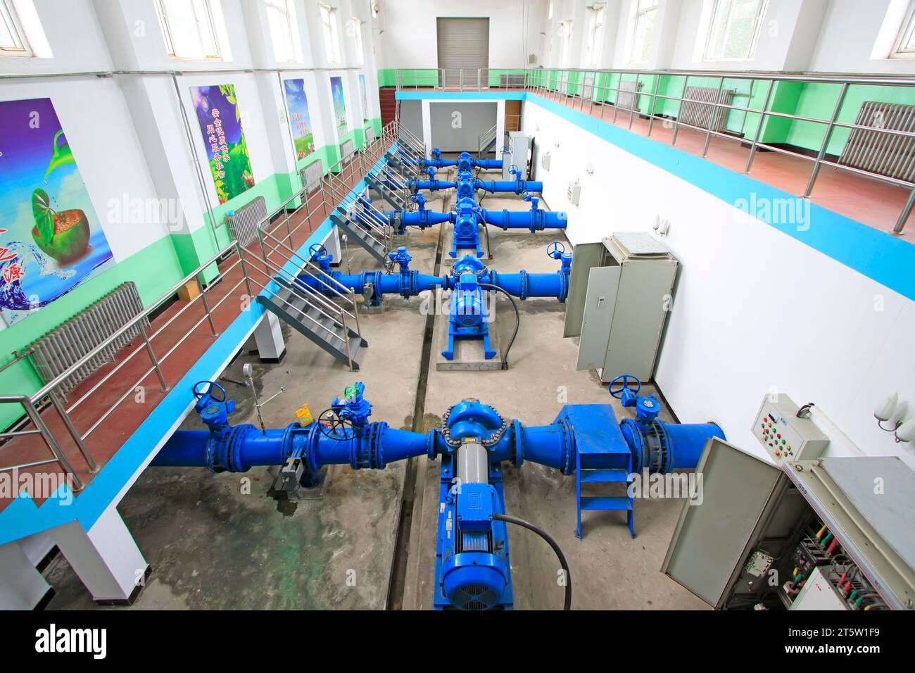 Water supply pump station of mechanical equipment, closeup of photo ...