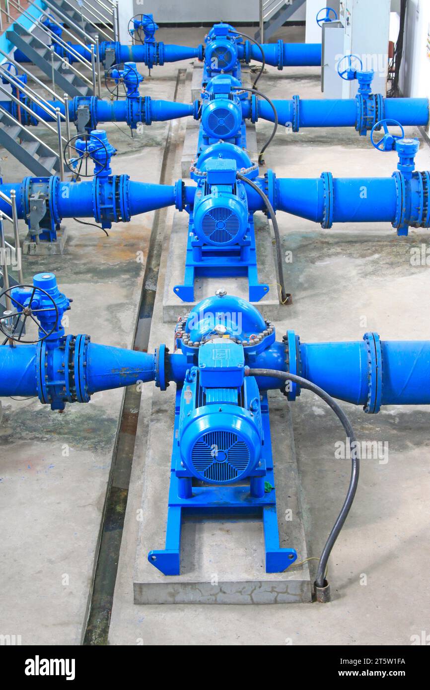 Water supply pump station of mechanical equipment, closeup of photo ...