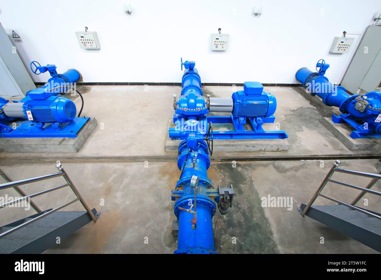Water supply pump station of mechanical equipment, closeup of photo ...