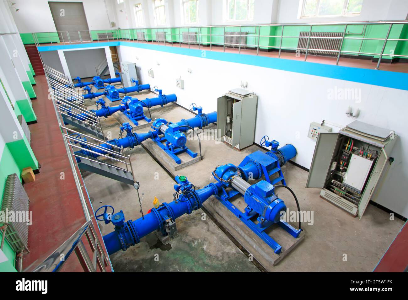 Water supply pump station of mechanical equipment, closeup of photo ...