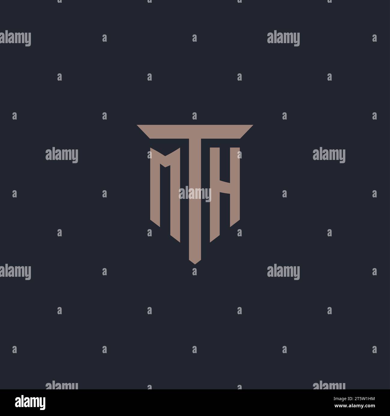 MH initial logo monogram with pillar icon design vector Stock Vector ...