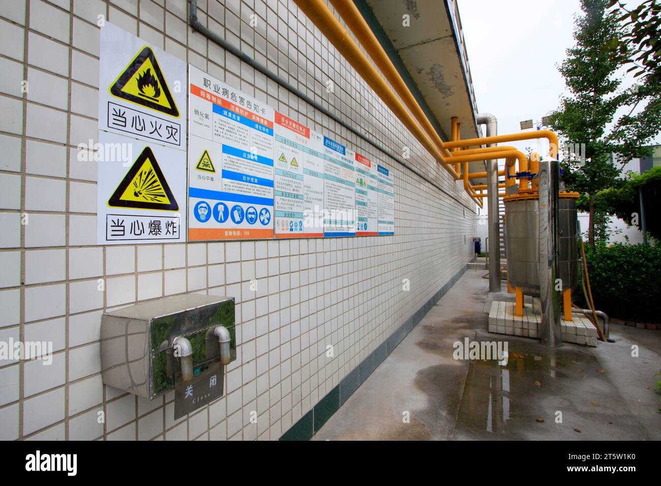 Warning signs in wastewater treatment plant and water-sealed tank ...