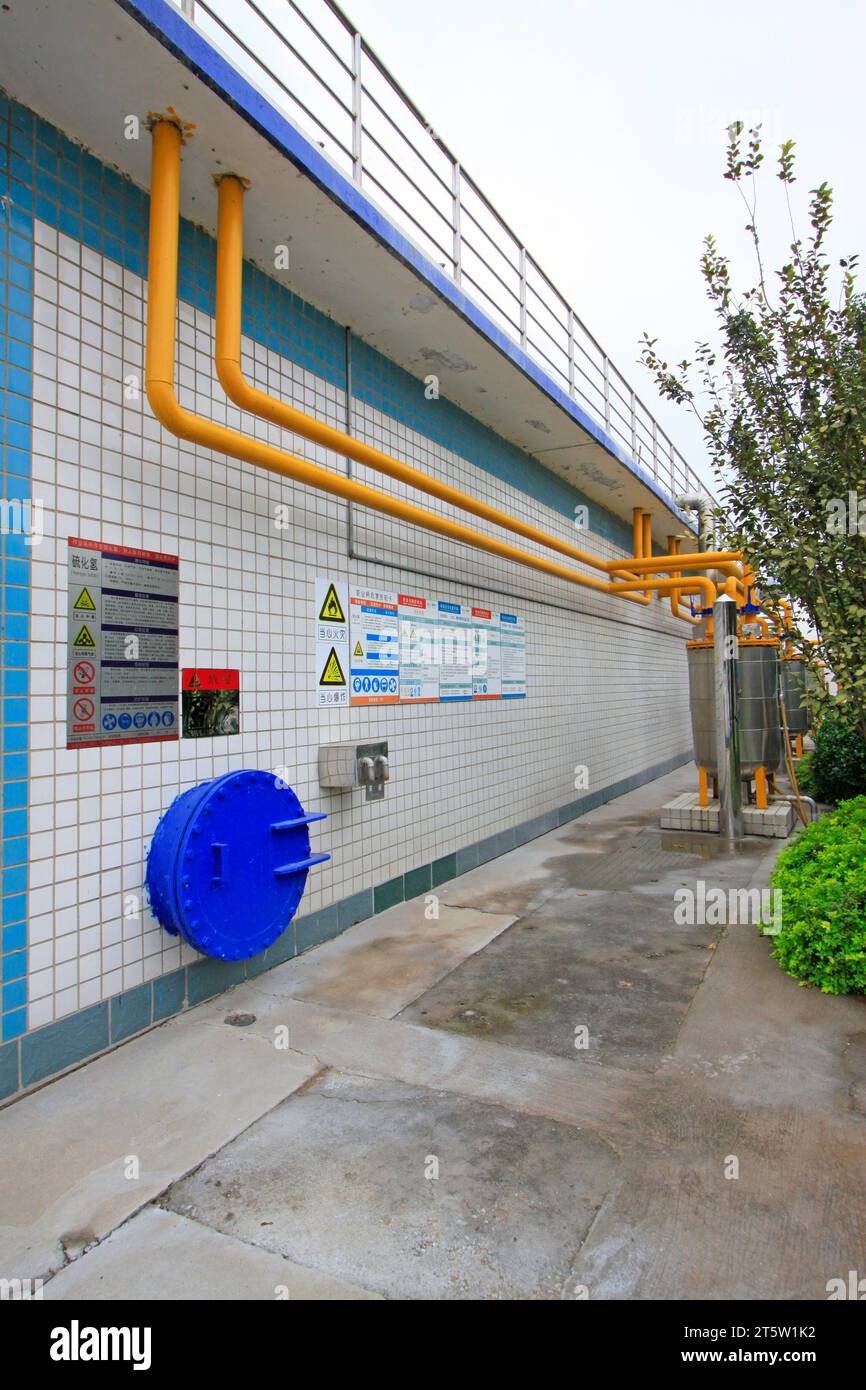 Warning signs in wastewater treatment plant and water-sealed tank ...