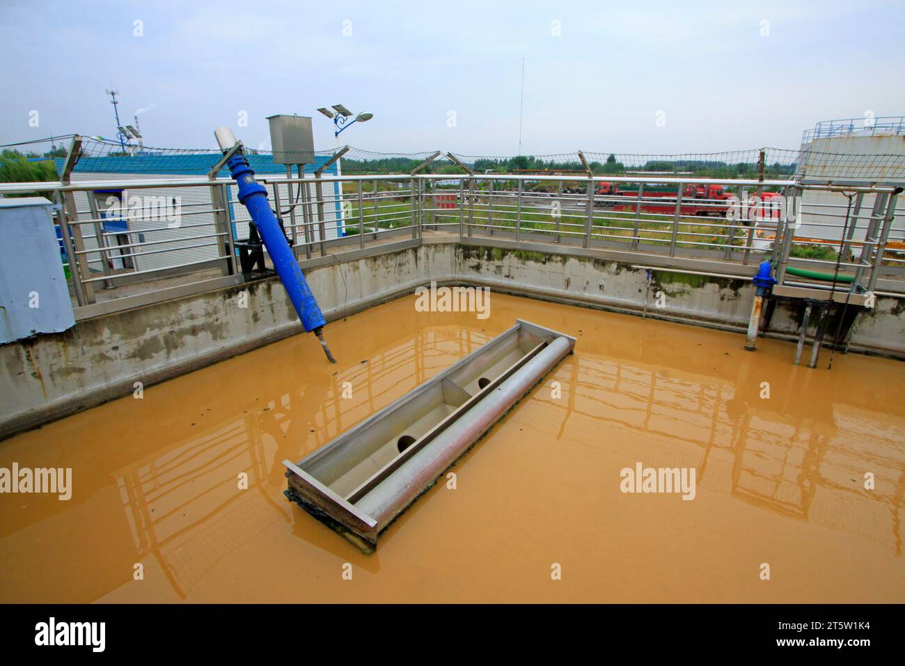 sewage treatment plant aerobic reaction pool, closeup of photo Stock Photo - Alamy
