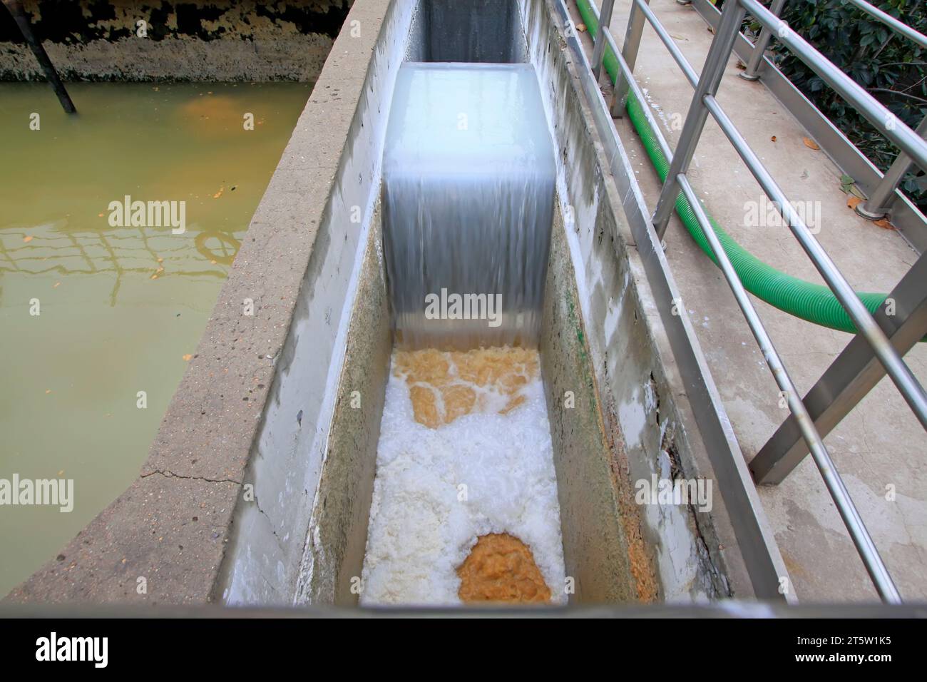 sewage treatment plant aerobic reaction pool, closeup of photo Stock ...