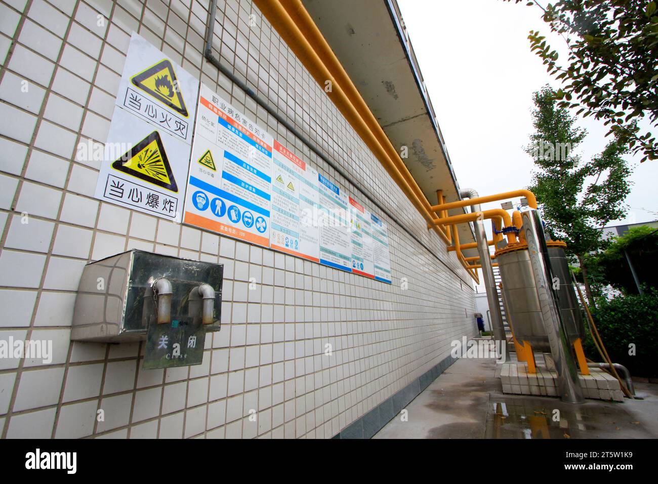 Warning signs in wastewater treatment plant and water-sealed tank ...