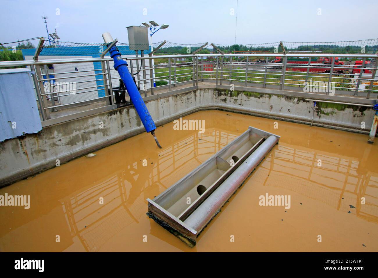 sewage treatment plant aerobic reaction pool, closeup of photo Stock ...