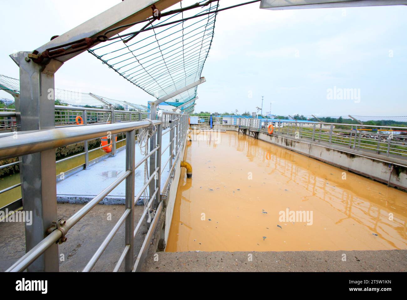 sewage treatment plant aerobic reaction pool, closeup of photo Stock ...