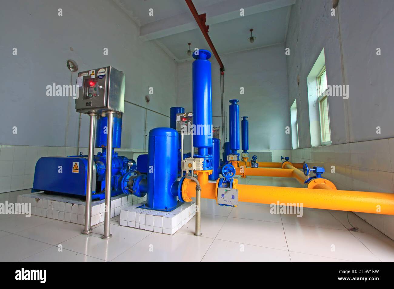 Sewage treatment plant blower group, closeup of photo Stock Photo - Alamy