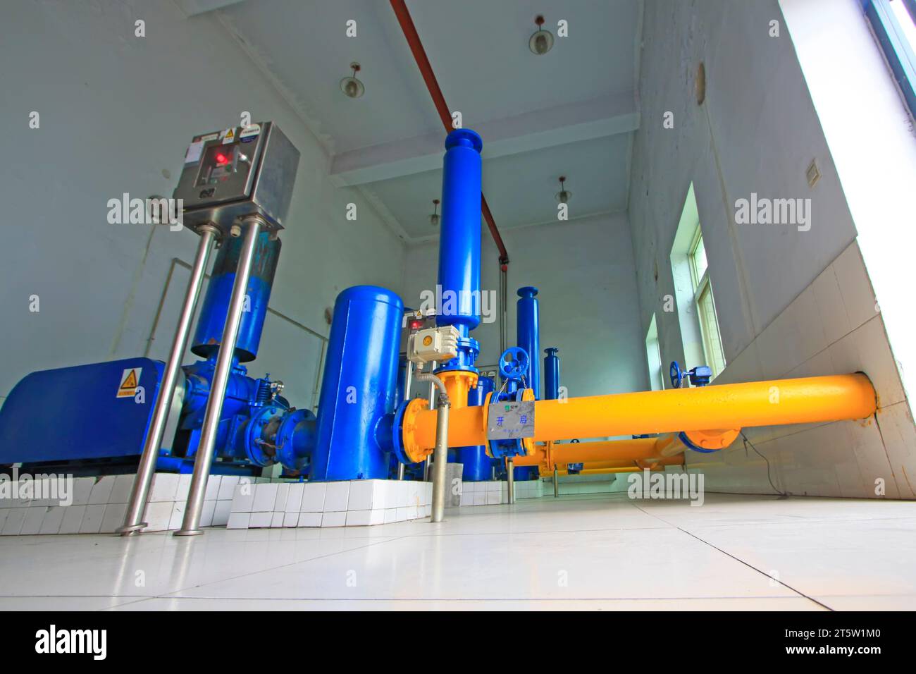 Sewage treatment plant blower group, closeup of photo Stock Photo - Alamy