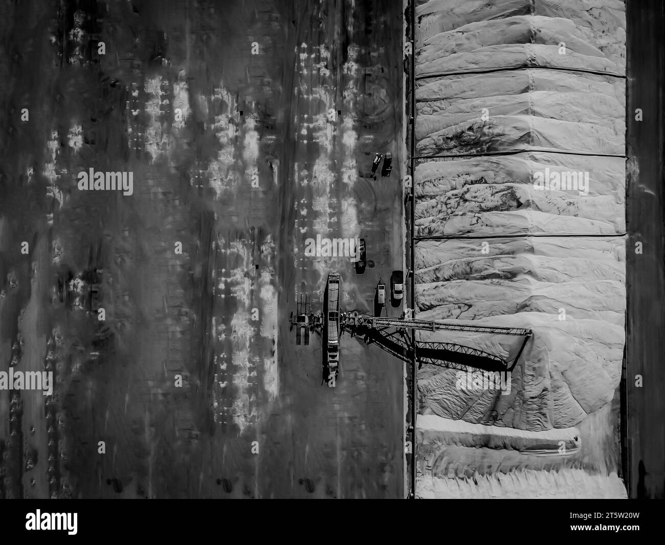 Drone view over grain storage piles being filled and covered Stock ...