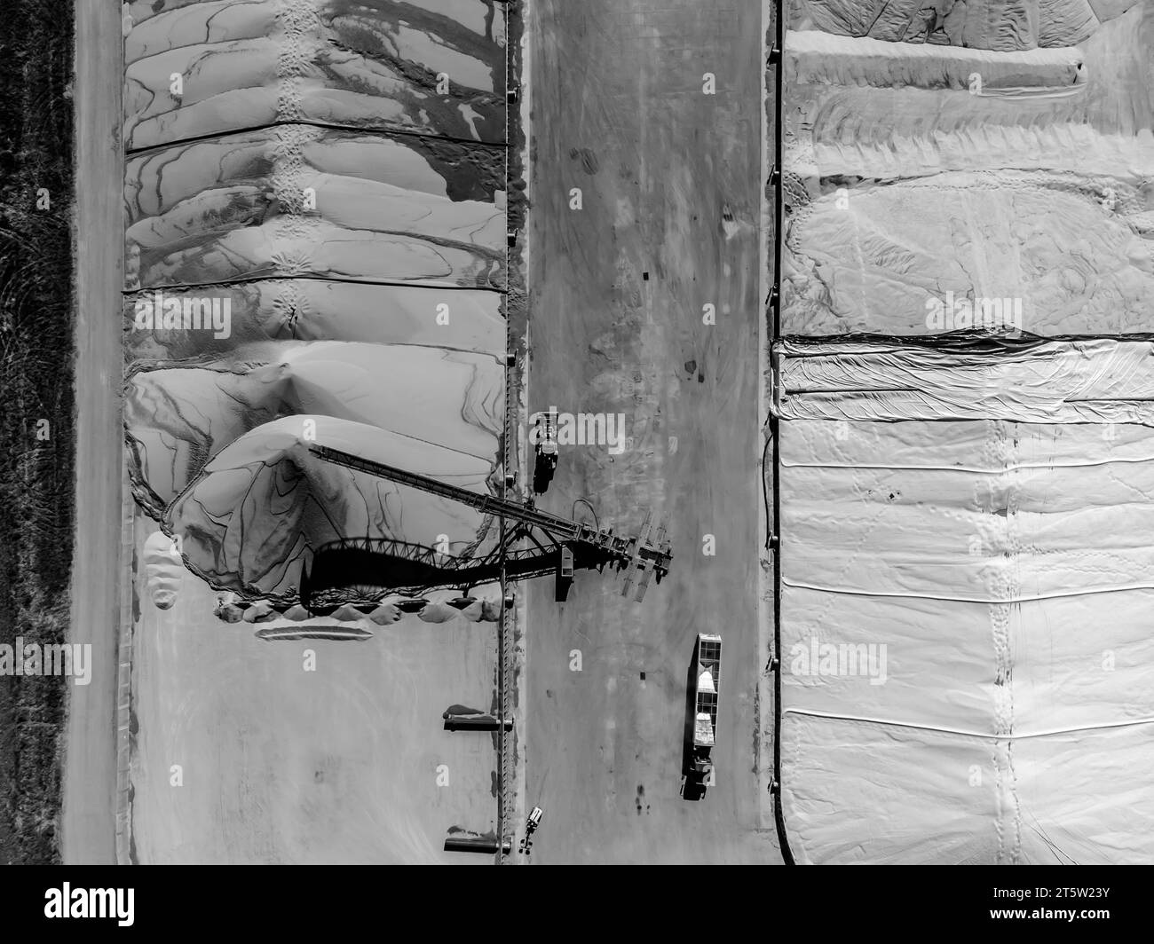Drone view over grain storage piles being filled and covered Stock ...