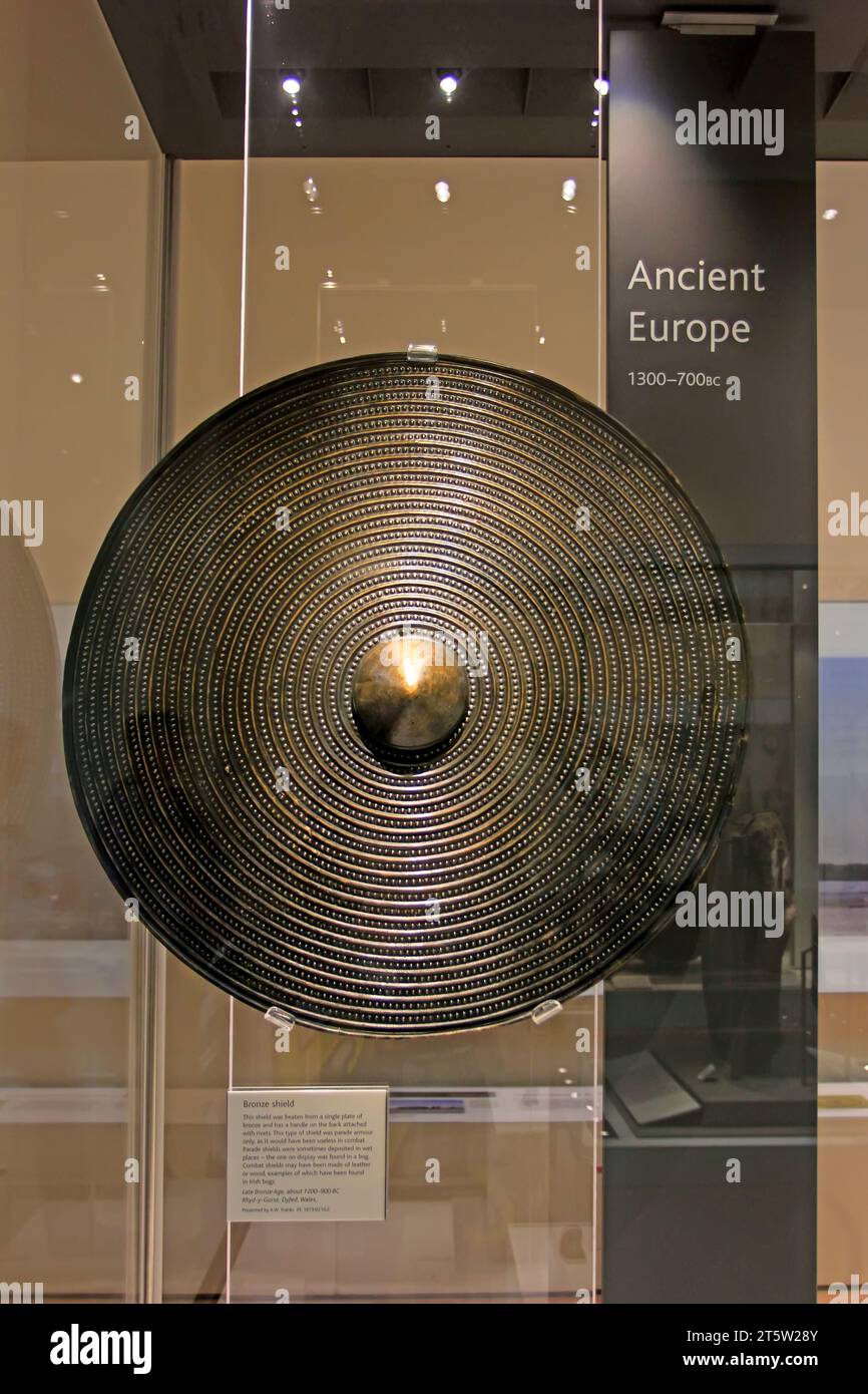 London - October 10, 2015: Bronze shield in British Museum, London, UK ...