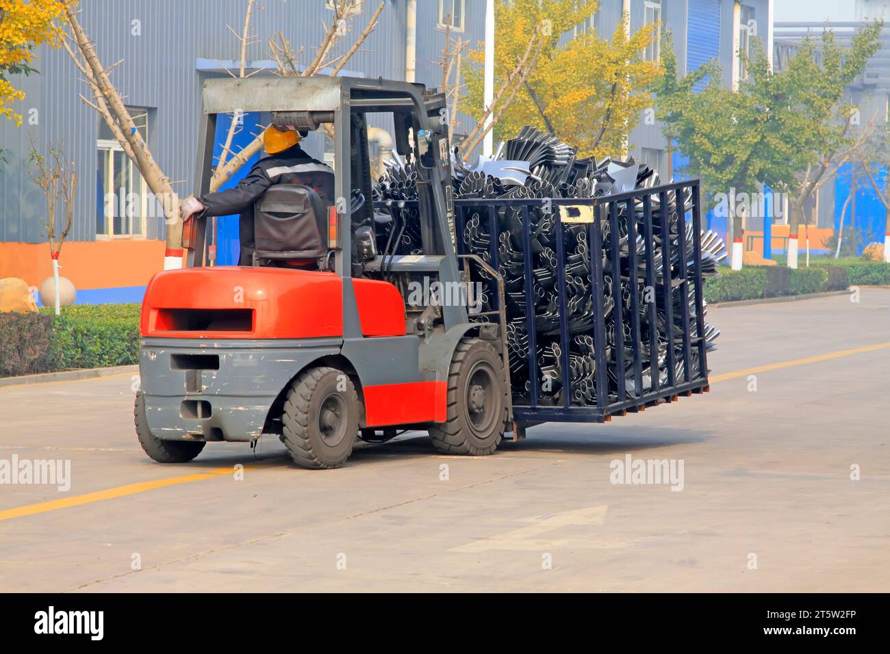 forklift transport strip steel Stock Photo - Alamy