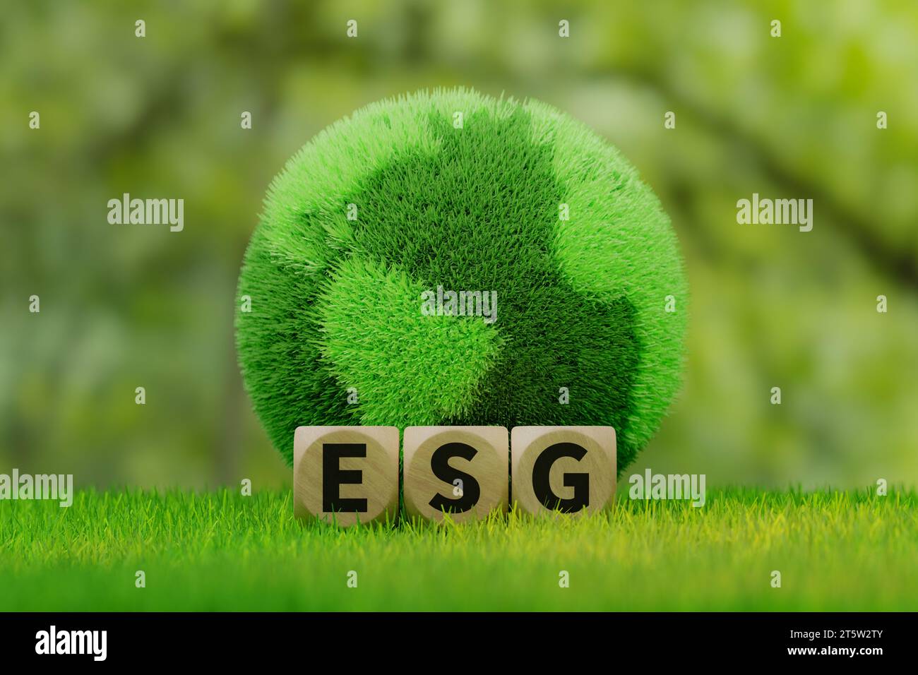 Grass-covered Forest Earth and ESG,3d rendering Stock Photo - Alamy