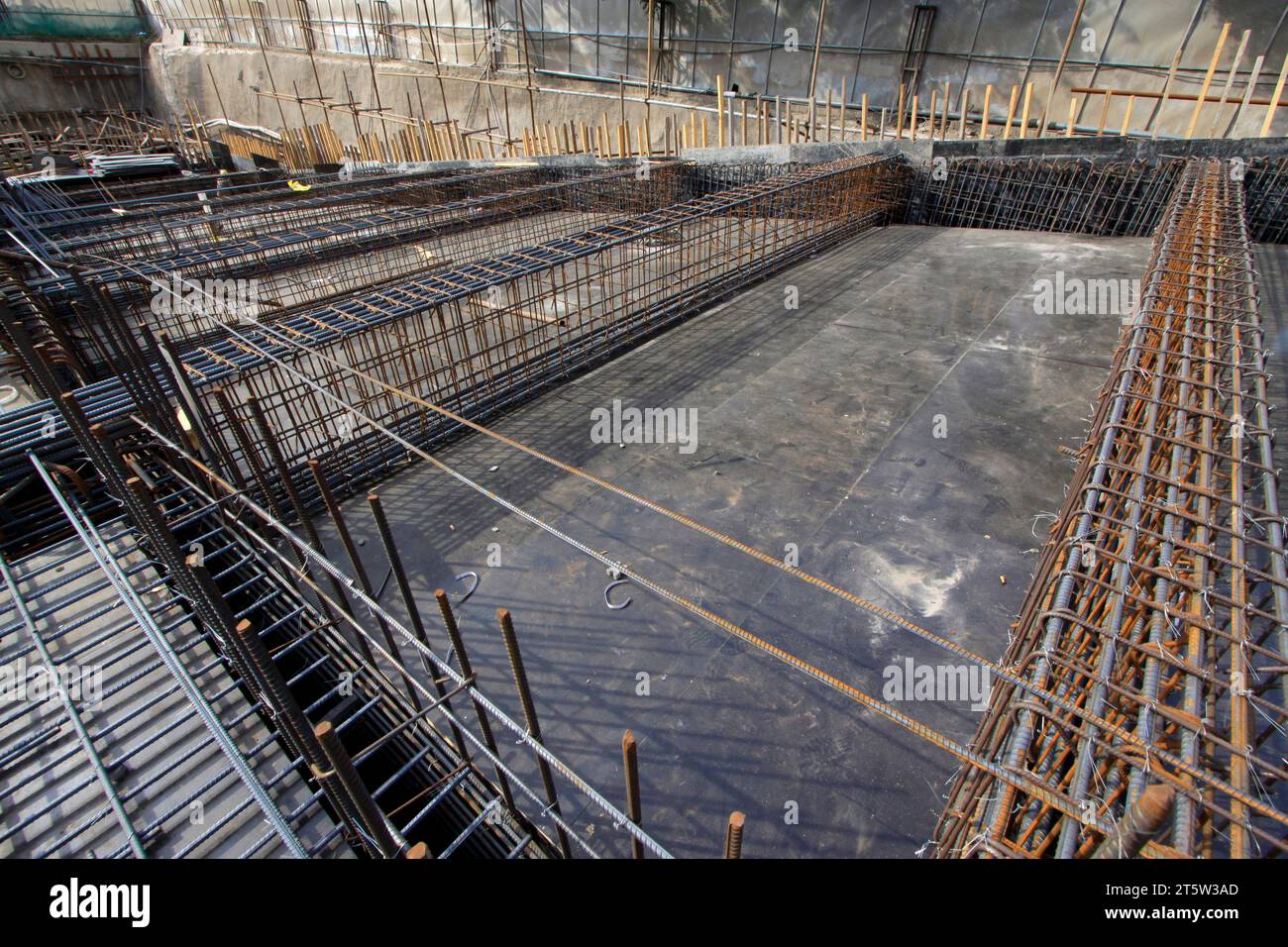bar-mat reinforcement in construction site, closeup of photo Stock ...