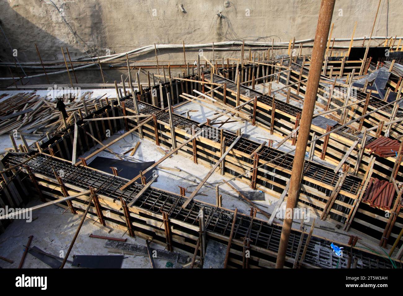 Wooden scaffold in the construction site, closeup of photo Stock Photo ...