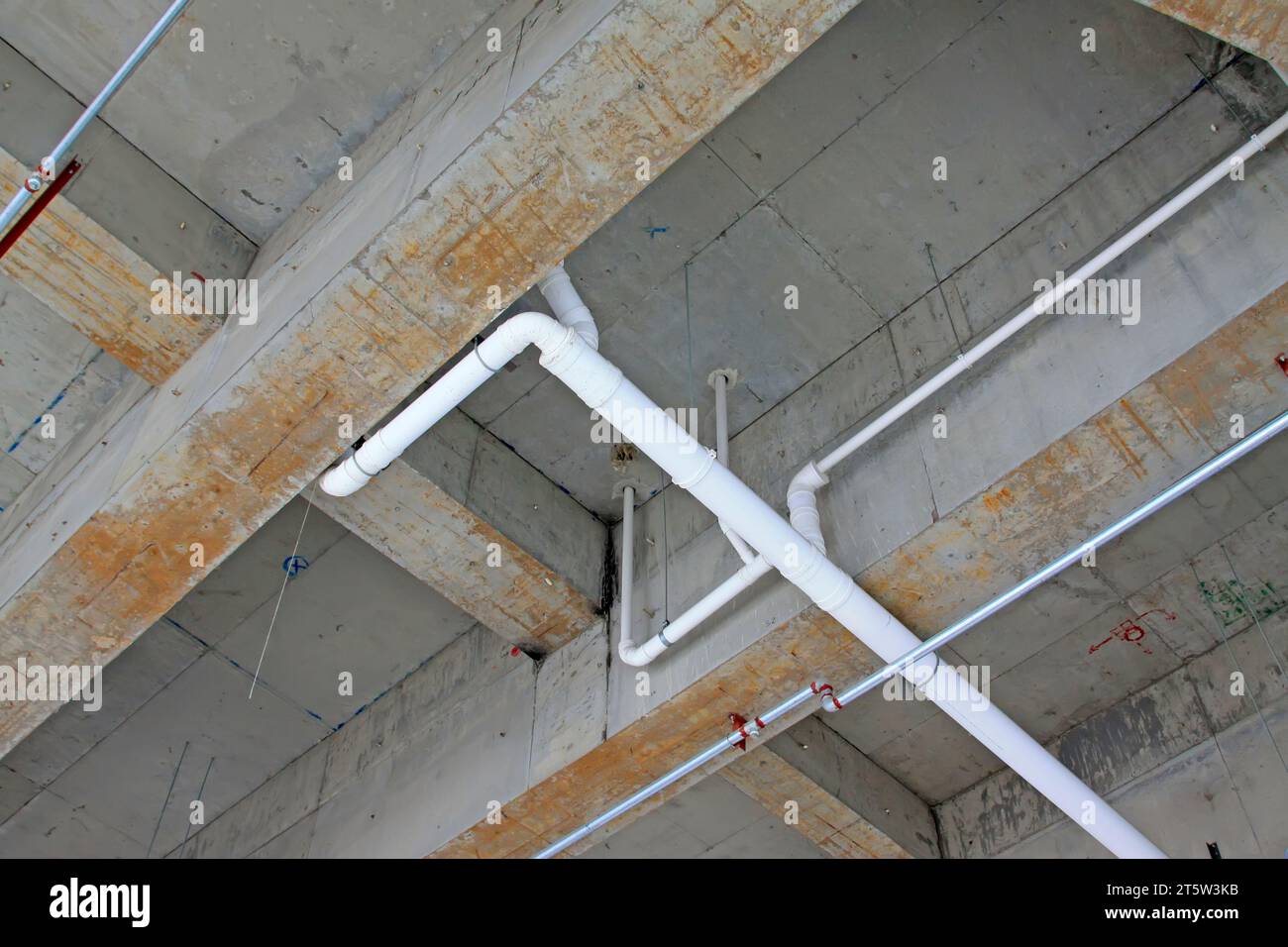 White PVC pipe in the roof, closeup of photo Stock Photo - Alamy