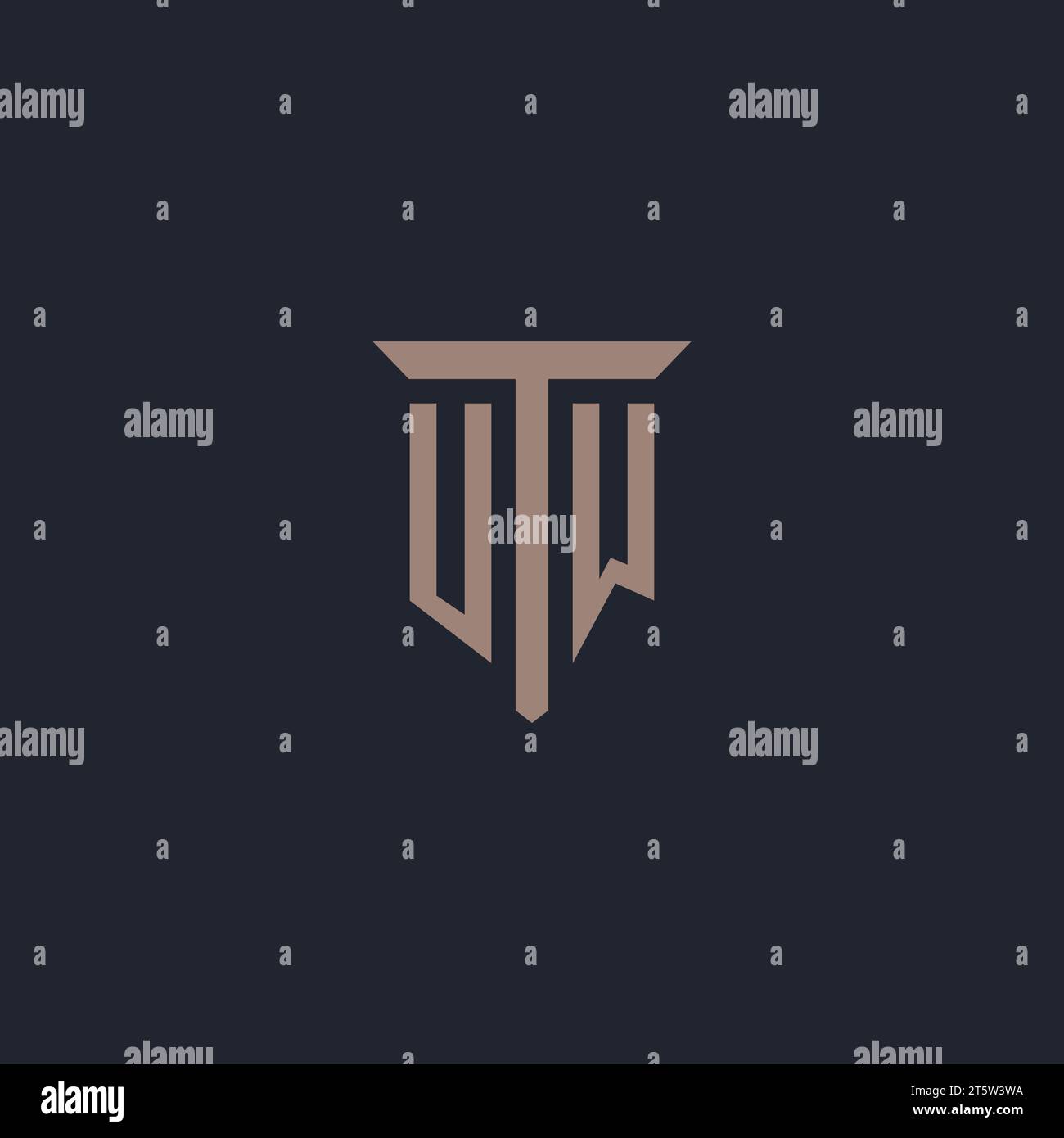 UW initial logo monogram with pillar icon design vector Stock Vector ...