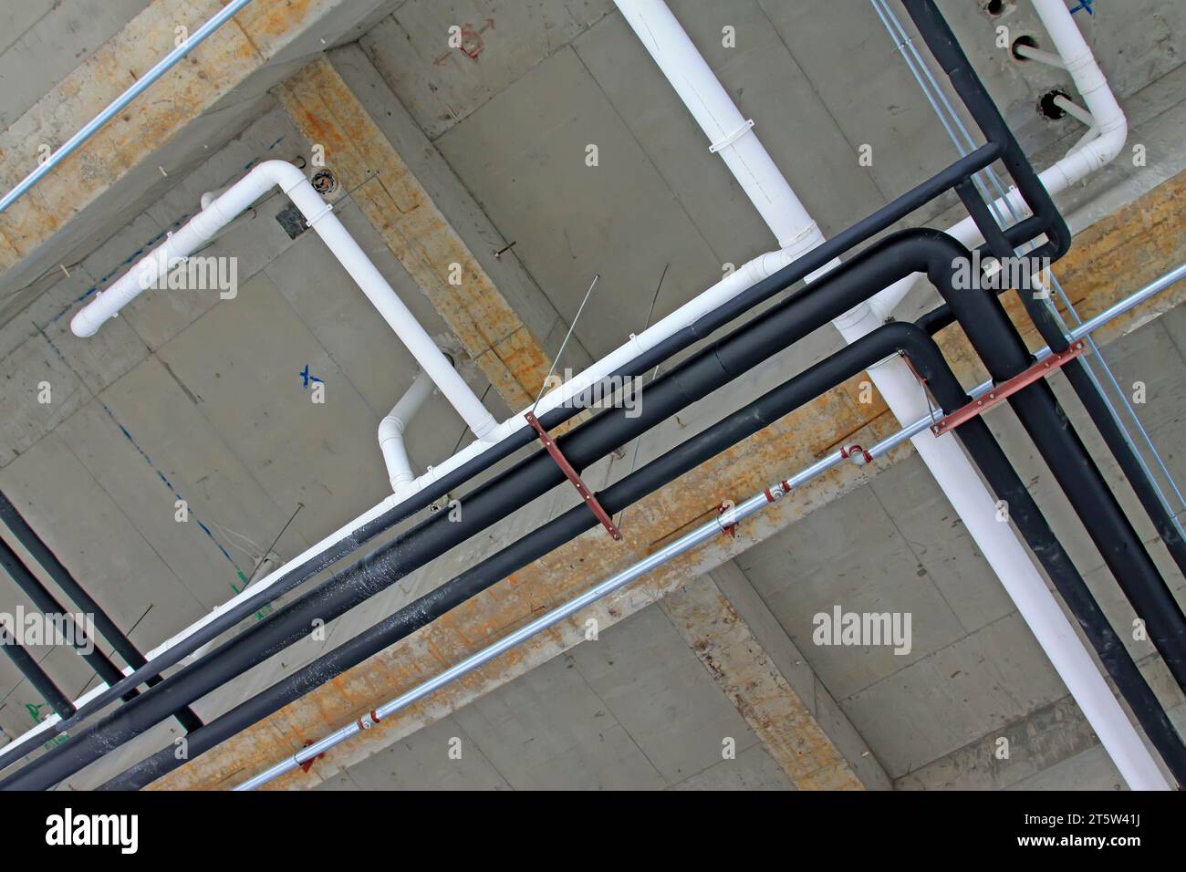 All kinds of pipe in the roof, closeup of photo Stock Photo - Alamy