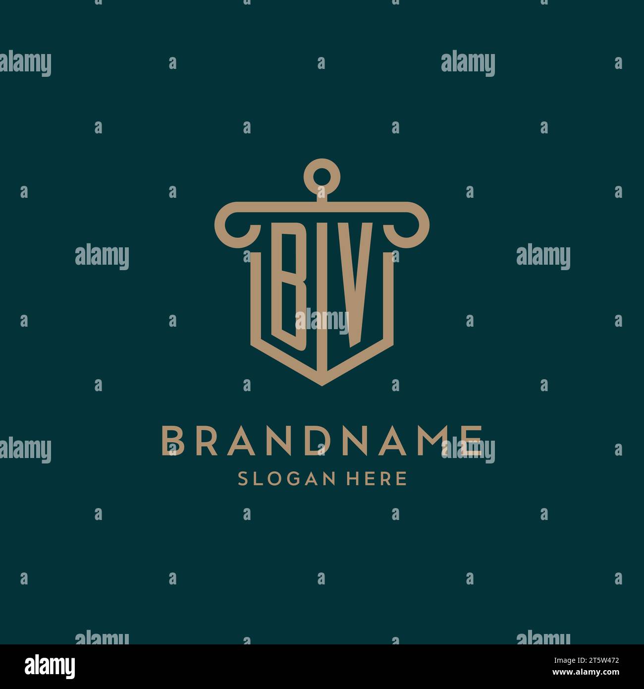 BV monogram initial logo design with shield and pillar shape design ...