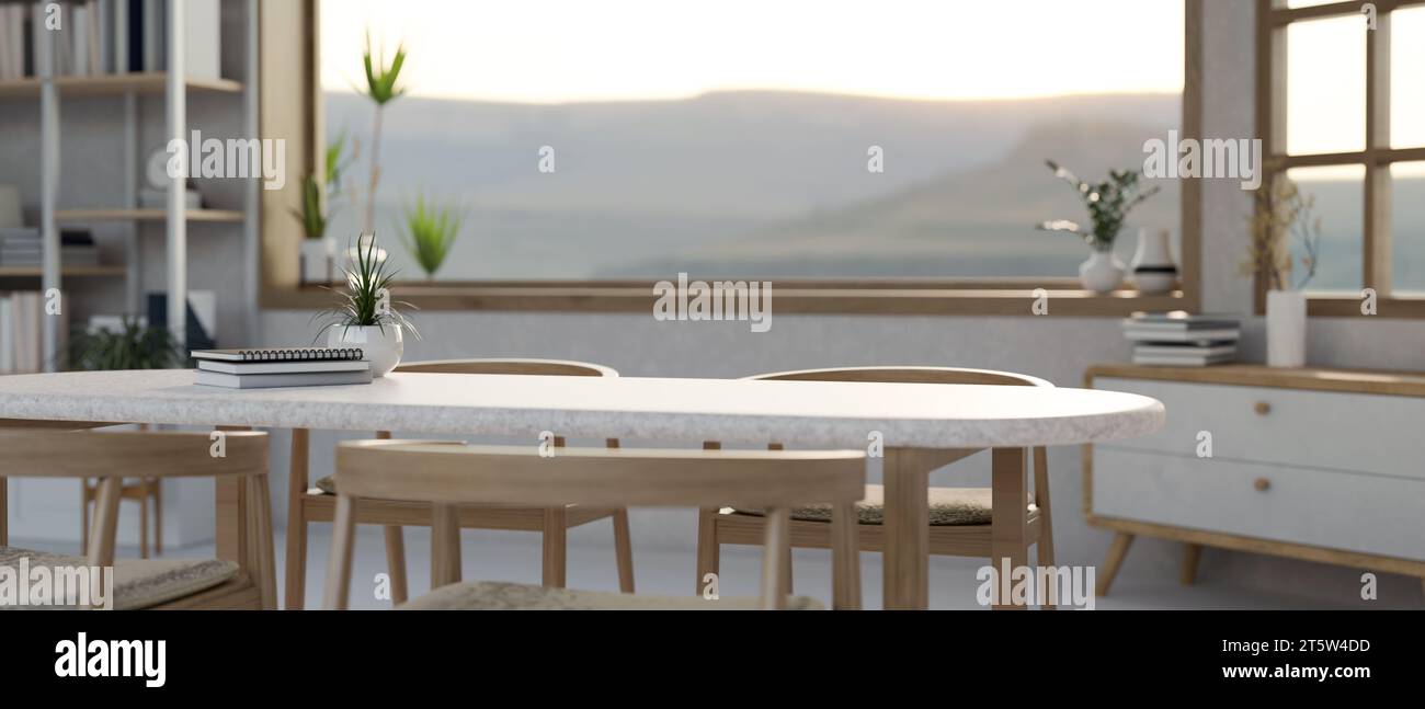 Empty space on a minimalist dining table in a beautiful Scandinavian ...
