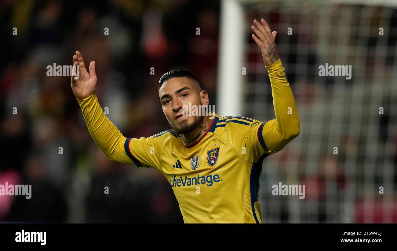 Real Salt Lake forward Cristian Arango celebrates after scoring an ...
