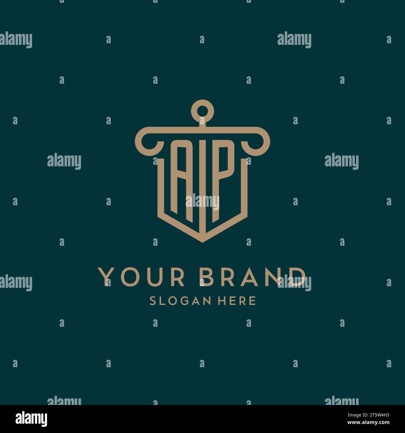 AP monogram initial logo design with shield and pillar shape design ...