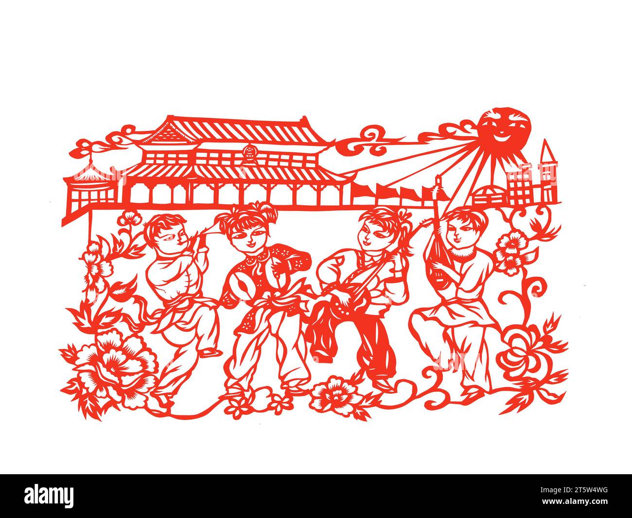 Chinese paper-cut works on white background, closeup of photo Stock ...