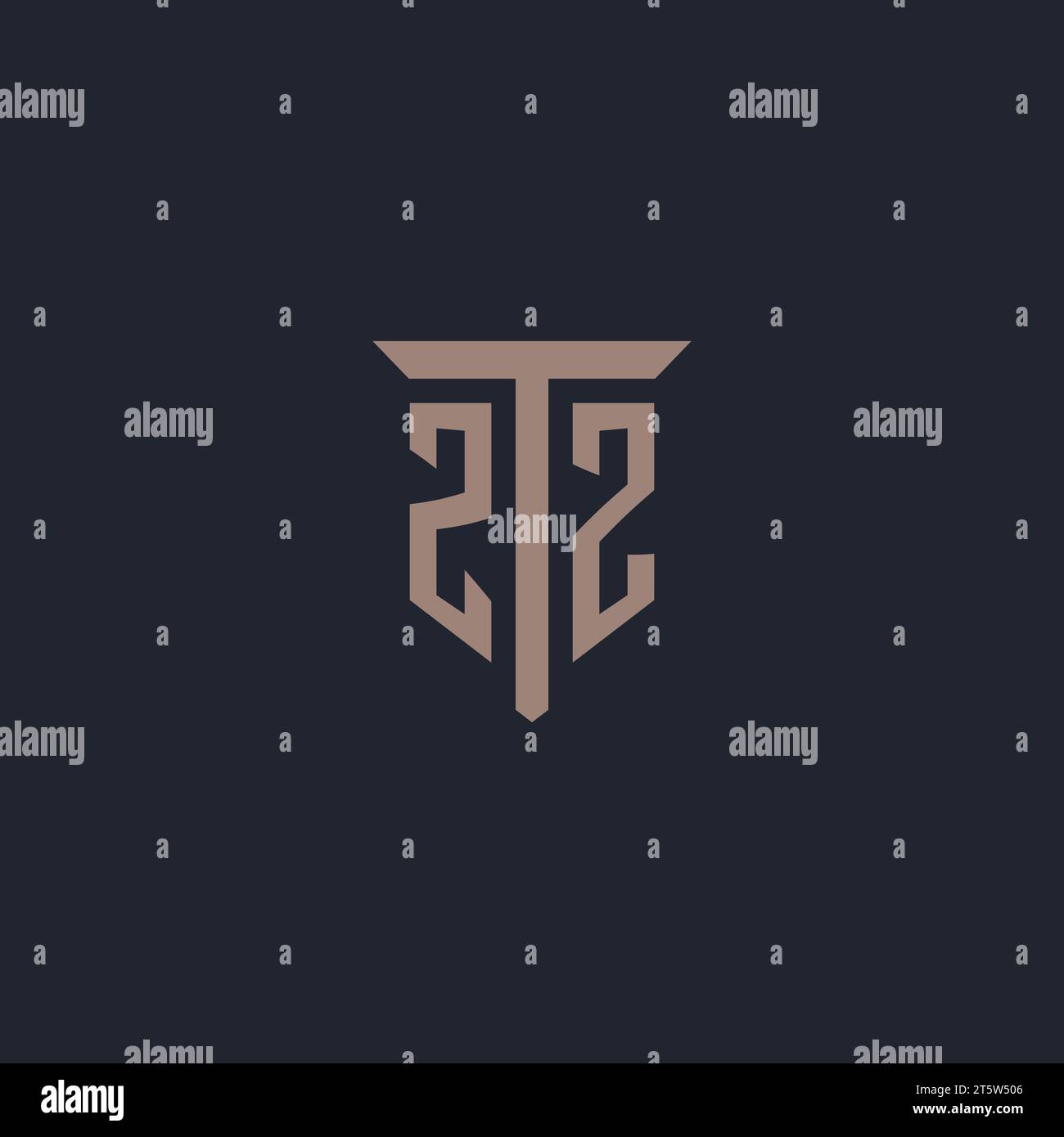 ZZ initial logo monogram with pillar icon design vector Stock Vector ...