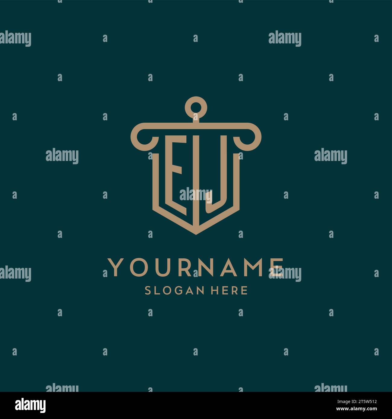 EJ monogram initial logo design with shield and pillar shape design Stock Vector Image & Art - Alamy