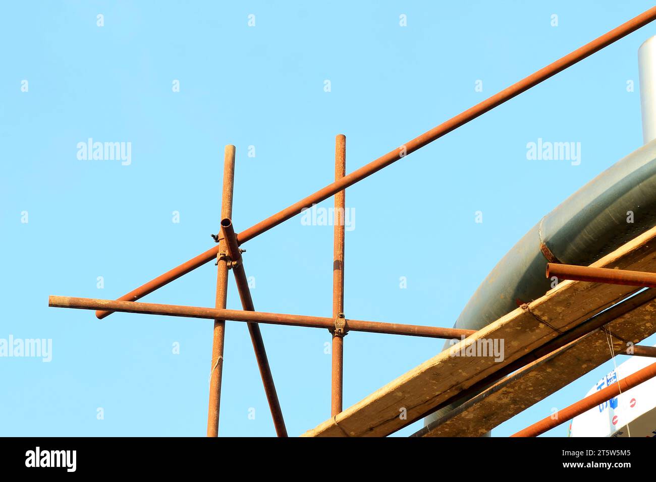 steel pipe scaffold, closeup of photo Stock Photo - Alamy