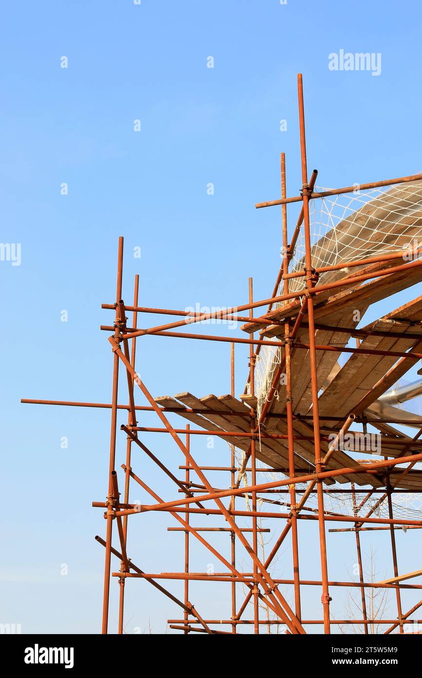 steel pipe scaffold, closeup of photo Stock Photo - Alamy