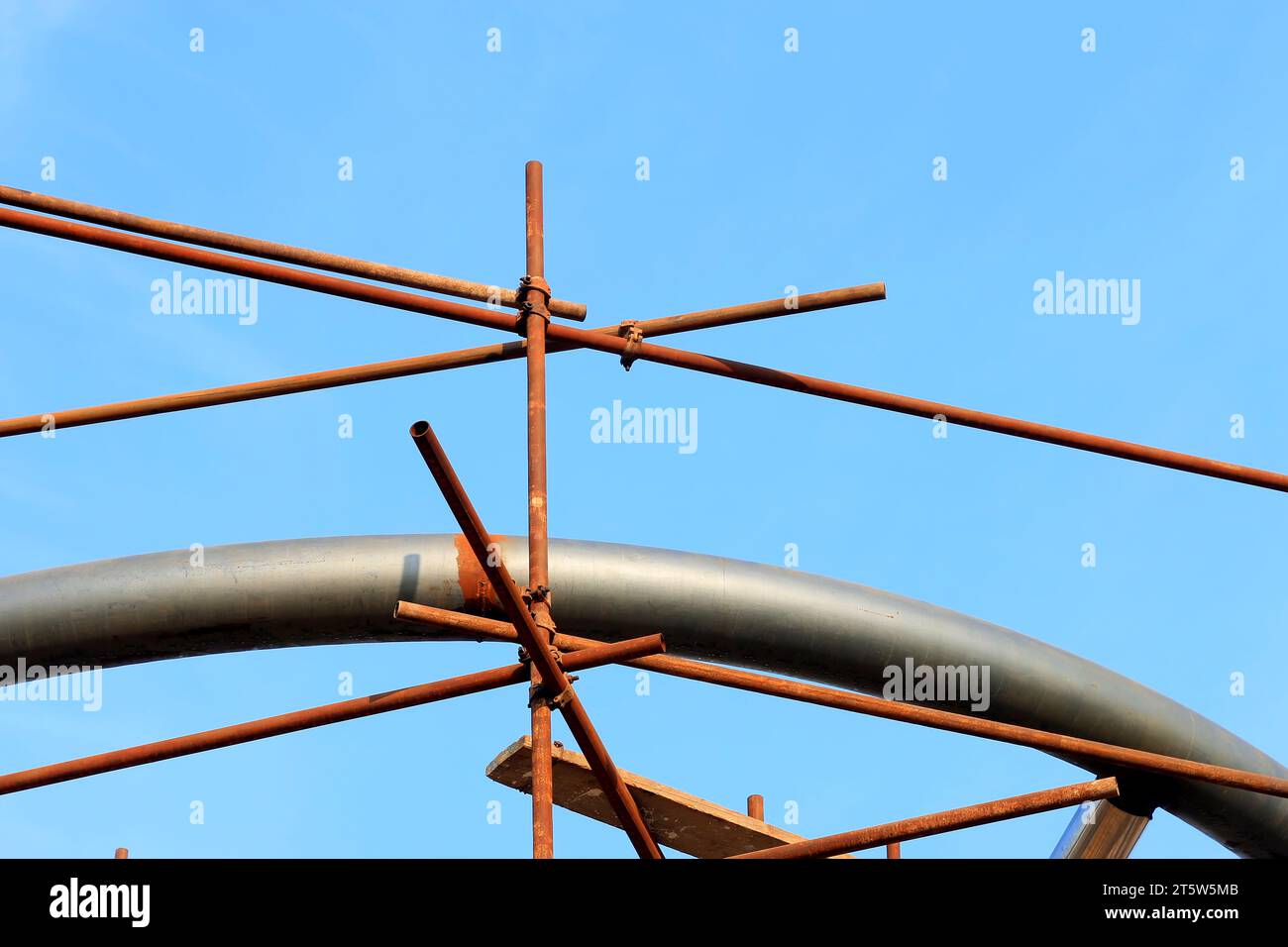 steel pipe scaffold, closeup of photo Stock Photo - Alamy
