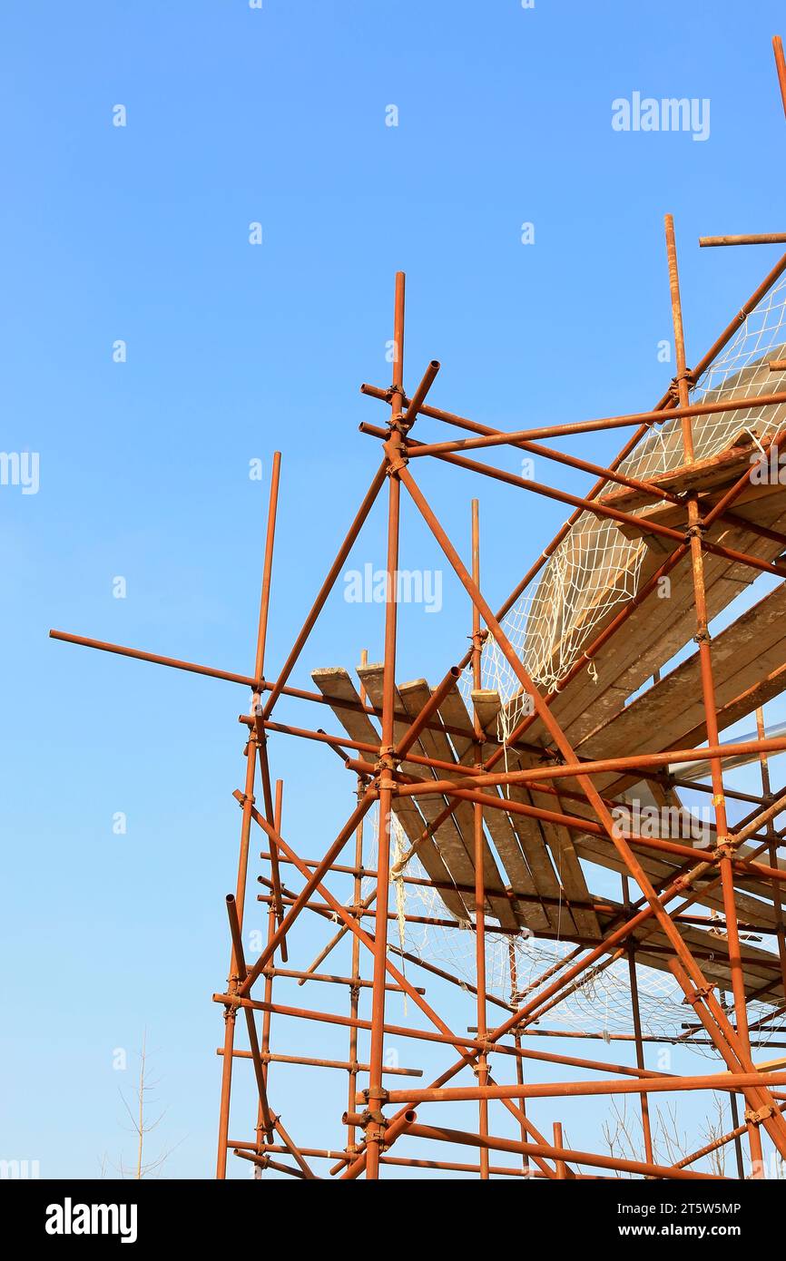 steel pipe scaffold, closeup of photo Stock Photo - Alamy