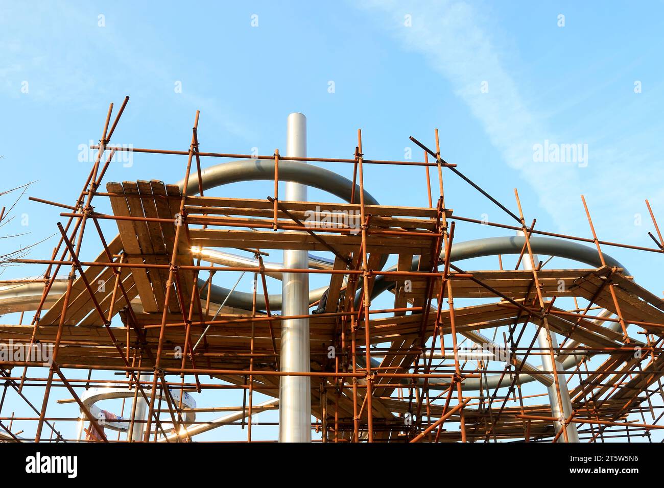 steel pipe scaffold, closeup of photo Stock Photo - Alamy