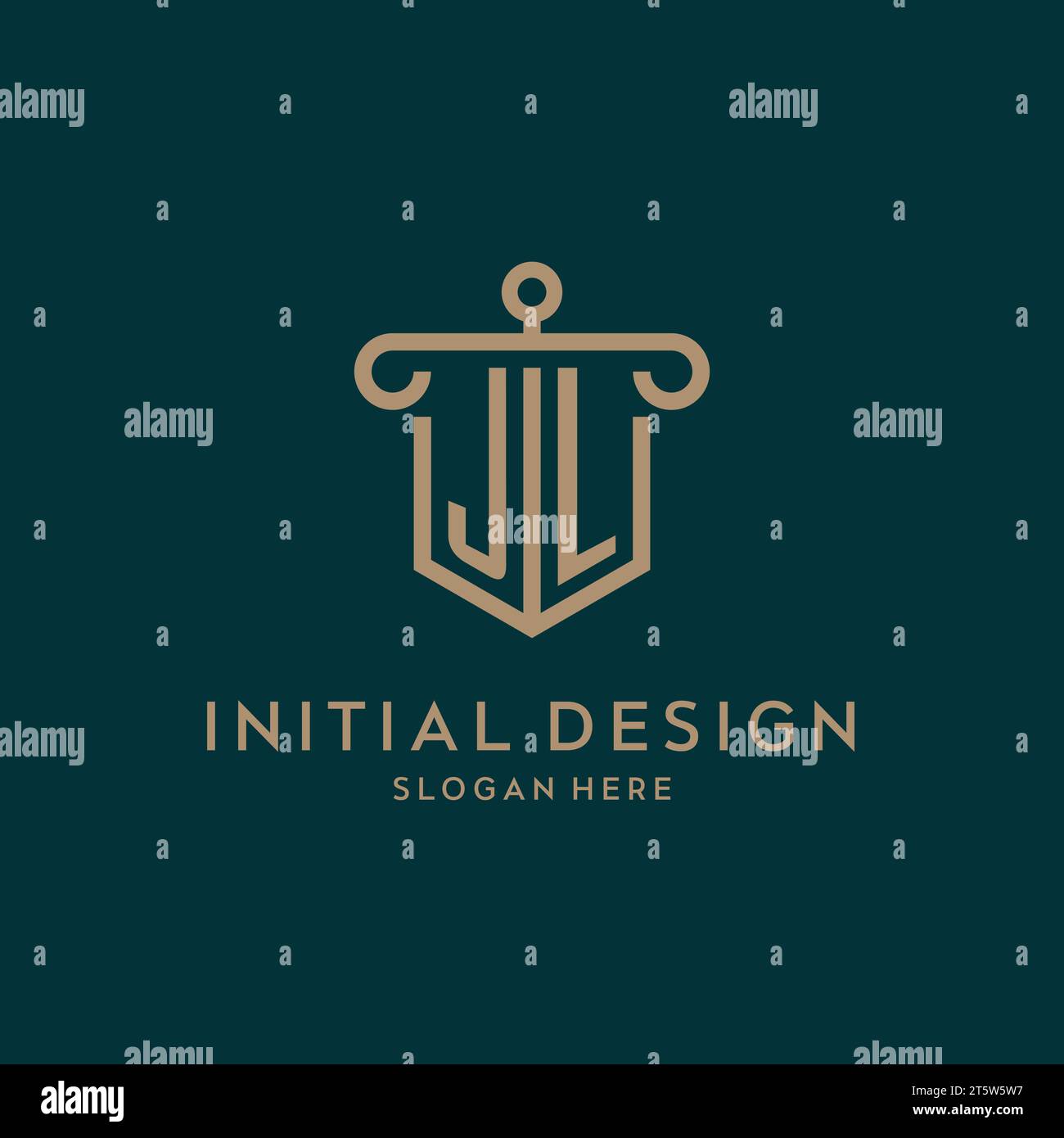 JL monogram initial logo design with shield and pillar shape design ...