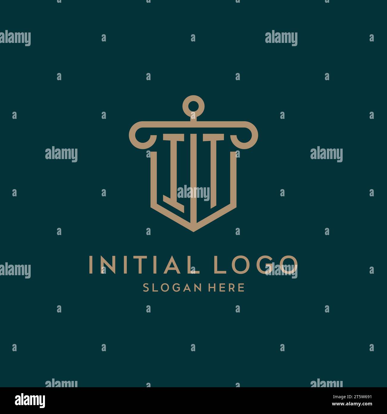 IT monogram initial logo design with shield and pillar shape design Stock Vector Image & Art - Alamy
